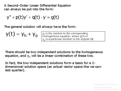 Differential Equations Secondorder Linear Des Variation Of Parameters