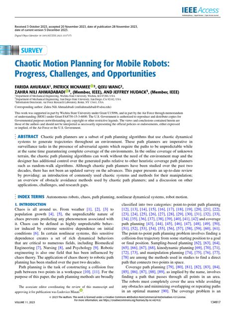 Chaotic Motion Planning For Mobile Robots Progress Challenges And Opportunities Download Free
