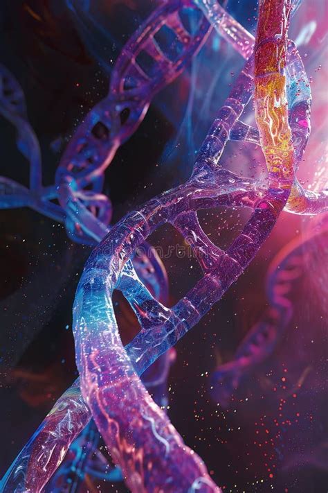 An Abstract Visualization Of Genetic Data Transfer With Flowing Strands Of Dna And Rna Stock