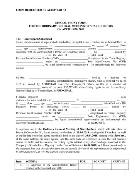 Fillable Online Sample Proxy Form Annual General Meeting Fax Email Print Pdffiller