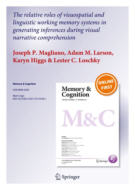 Pdf The Relative Roles Of Visuospatial And Linguistic Working Memory Systems In Generating