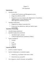 CPT Mod 2 Notes Docx Chapter 11 CPT Anesthesia Introduction Anesthesia Codes Located