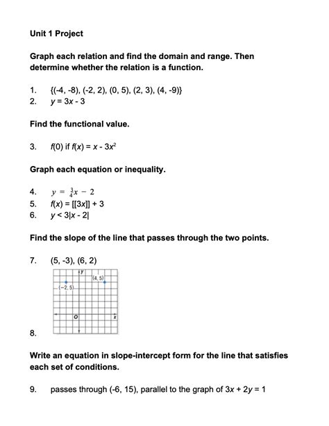 Solved Unit 1 ﻿projectgraph Each Relation And Find The