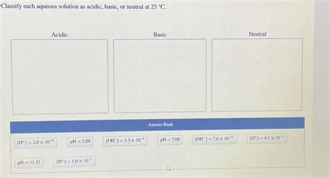 Solved Classify Each Aqueous Solution As Acidic Basic Or