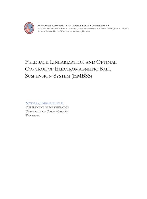 Pdf Feedback Linearization And Optimal Control Of Electromagnetic