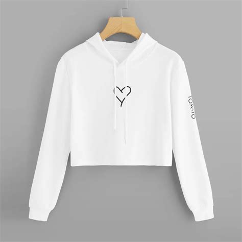 Women Love Cool Print Girls Lovely Sweet Hoodie Sweatshirt Jumper Crop