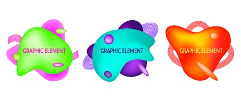 생생한 밝은 색상 그라디언트의 추상적 인 흐르는 액체 기하학적 모양의 세트 최소한의 배너 로고 전단지 또는 프리젠 테이션을위한