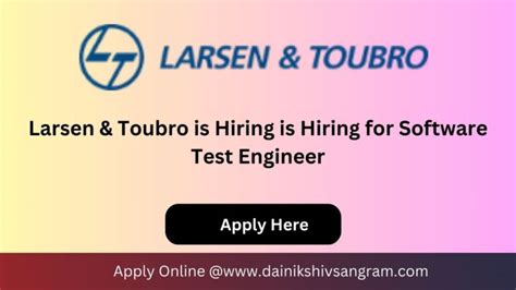 Exciting Opportunity Larsen And Toubro Are Hiring For Software Qa Test
