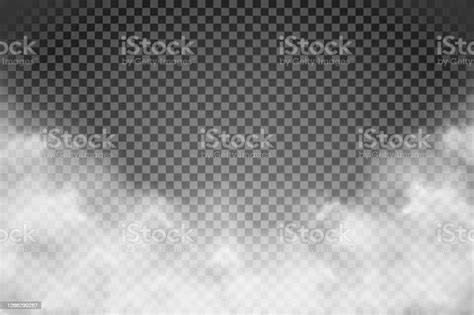 투명한 배경에 격리된 흰색 안개 텍스처입니다 스팀 특수 효과 사실적인 벡터 화재 연기 또는 미스트 구름에 대한 스톡 벡터 아트