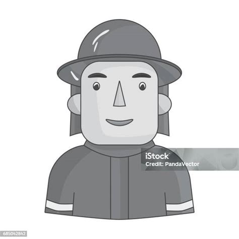 소방 관 흰색 배경에 고립 된 흑백 스타일에서 아이콘 사람들이 다른 직업의 상징 벡터 일러스트 레이 션 기어 기계 부분에 대한 스톡 벡터 아트 및 기타 이미지 Istock