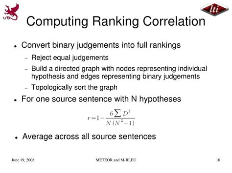 Ppt Meteor Ranking And M Bleu Flexible Matching And Parameter Tuning For
