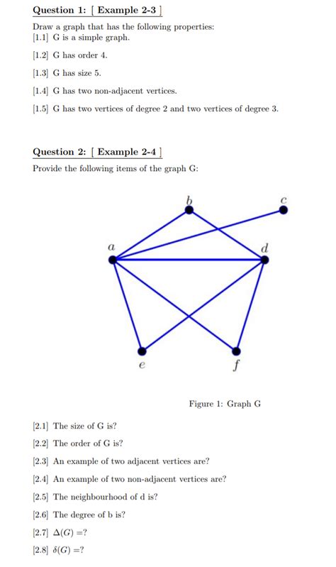 Solved Question Example Draw A Graph That Has The Chegg