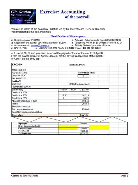 4 Exercises On Payroll Accounting Pdf Payroll Salary
