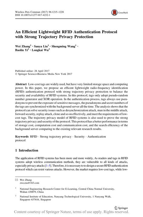 An Efficient Lightweight Rfid Authentication Protocol With Strong Trajectory Privacy Protection