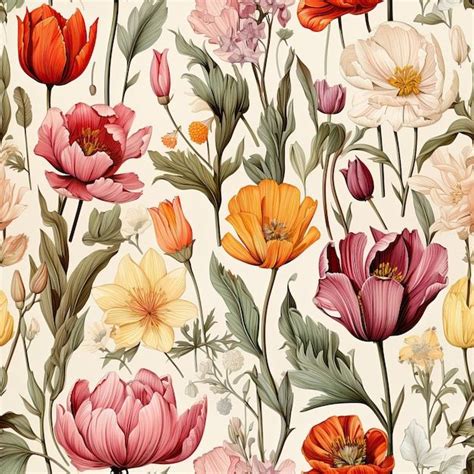 Colourful Floral Arrangements Seamless Patterns