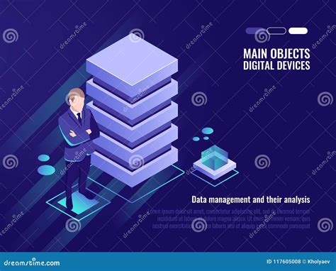 Server Rack Data Management And Analysis Stock Vector Illustration