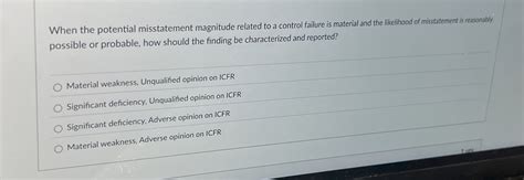 Solved When The Potential Misstatement Magnitude Related To