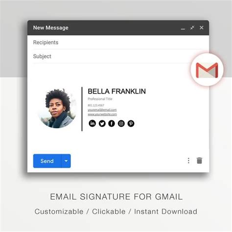 Gmail Email Signature Template A Modern Email Signature Etsy Email Signature Templates