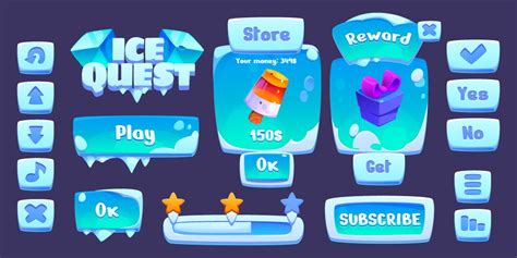 Ice Game Buttons Royalty Free Vector Image VectorStock