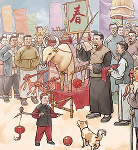 立春习俗迎句芒神插画图片下载 正版图片400100071 摄图网