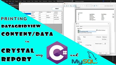 Printing Datagridview Contentdata In Crystal Report Using C And Mysql Youtube