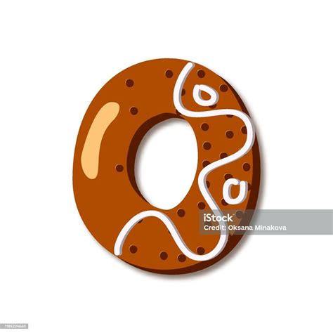 쿠키 의 형태로 귀여운 문자 O 유약 크리스마스 음식 진저 브레드 설탕과 달콤한 비스킷 알파벳 흰색 배경에 고립 된 설탕 을