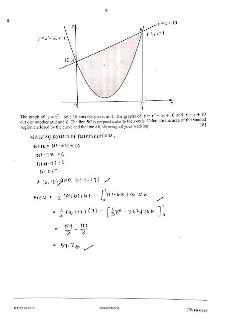 Igcse Add Maths Working Answers [0606 22] Paper 2 2015 May June Mr