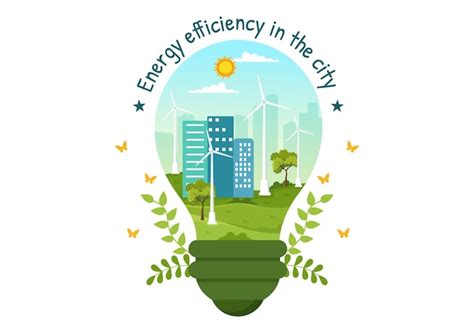 Eficiencia Energética En La Ilustración Vectorial De La Ciudad Con Un