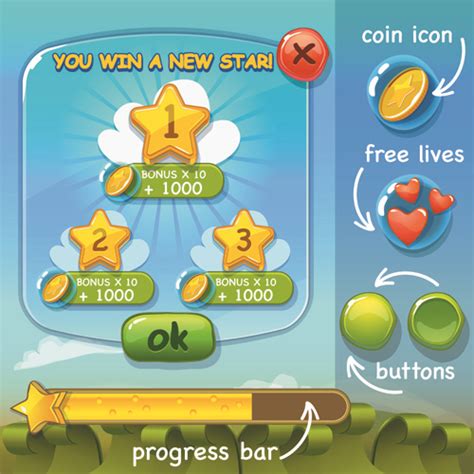 Cute Game Button And Other Design Elements Vectors Graphic Art Designs In Editable Ai Eps Svg