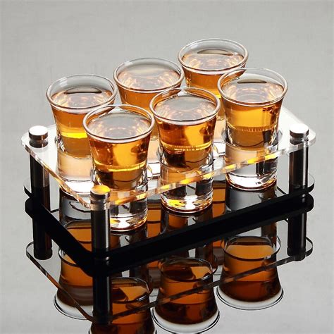 Liquor Spirits Shot Glass Set With Holder Shelf B5 Grandado