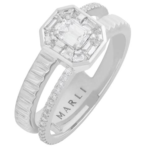 Marli New York 18 Karat Gold Deco Rectangle Ring For Sale At 1stdibs