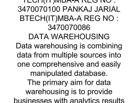 Data Warehousing And Data Mining Ppt