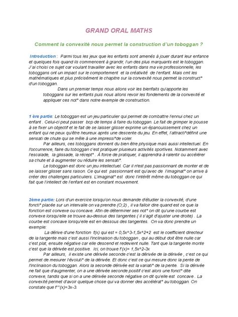 Grand Oral Maths Pdf