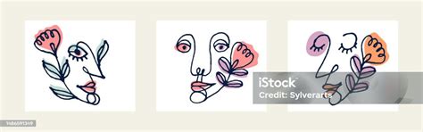 추상적 인 얼굴 소녀 벡터 초상화 세트 추상 미술 여성 머리 손으로 최소한의 현대 작품을 그린 인간의 얼굴 추상화 0명에 대한 스톡 벡터 아트 및 기타 이미지 Istock