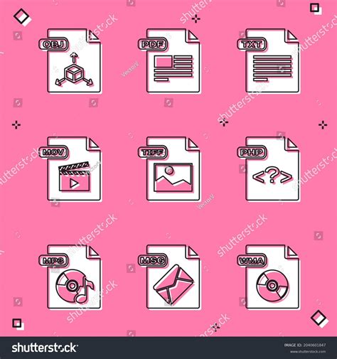 Set Obj File Document Pdf Txt Stock Vector Royalty Free Shutterstock