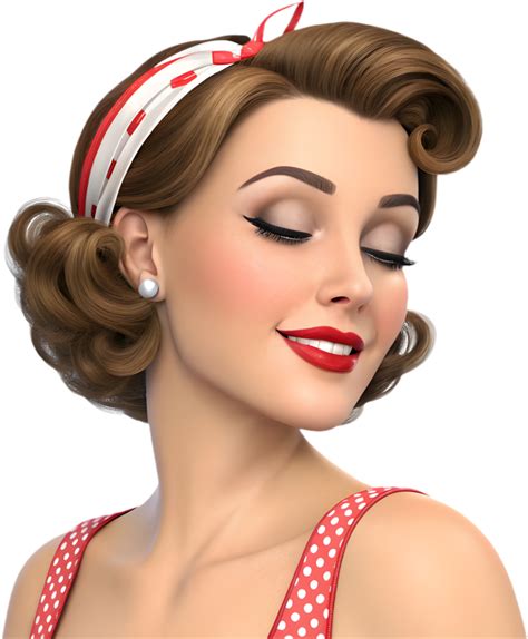 Pin Up Girl Icon With Exaggerated Facial Expression For Creative And