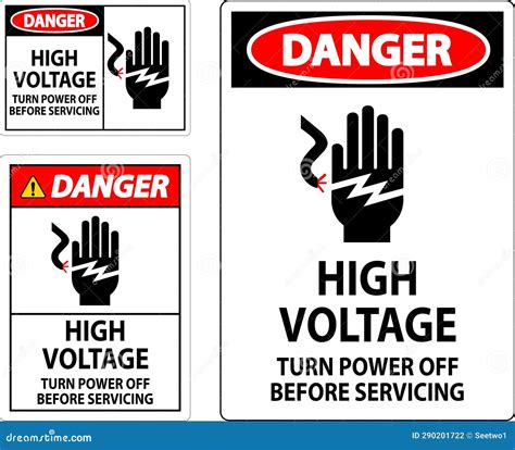Danger Sign High Voltage Turn Power Off Before Servicing Stock Vector