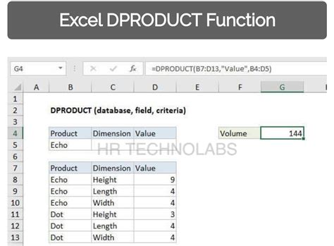 Tech Tips The Excel Dproduct Function Returns The