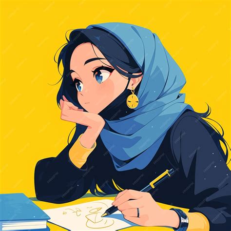 Middle Eastern Girl In Her Teens Drawing A Picture Premium Ai