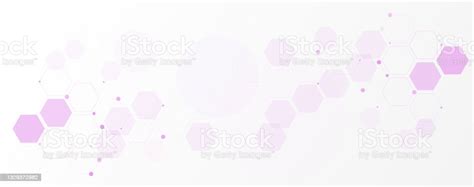 분홍색 육각형과 기하학적 추상적 배경 구조 분자 및 통신 과학 기술 및 의료 개념 벡터 일러스트레이션 0명에 대한 스톡 벡터