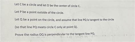 solved let c be a circle and let o be the center of circle