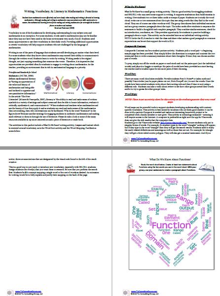 Writing Vocabulary And Literacy In Ms Mathematics Functions