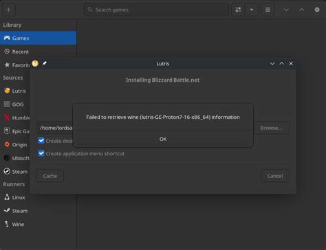 Issue To Reinstall On Lutris Failed To Retrieve Wine