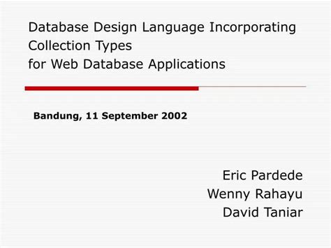 Ppt Database Design Language Incorporating Collection Types For Web