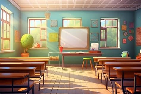 There Is A Classroom With Desks And Chairs In It Generative Ai Premium Ai Generated Image