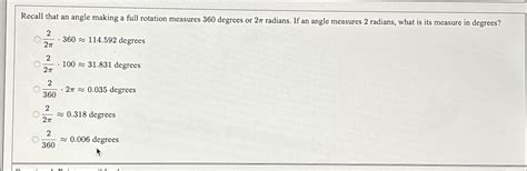 Solved Recall That An Angle Making A Full Rotation Measures