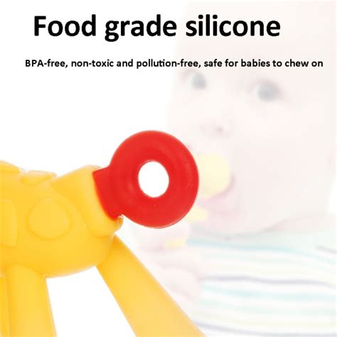 Xunyi 아기 기린 딸랑이 Teether 어린이 실리콘 물린 장난감 사양 직사각형 상자 녹색