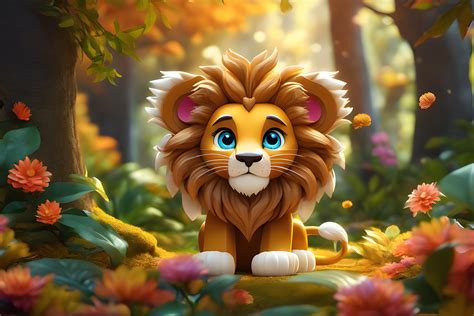 Lion Cartoon Illustration Wallpaper Graphic By Forhadx5 · Creative Fabrica