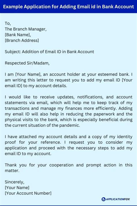 5 Application For Update Email ID In Bank Account