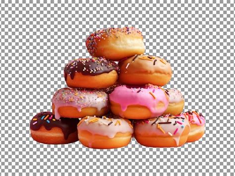 Premium PSD Stack Of Delicious Donuts Isolated On Transparent Background